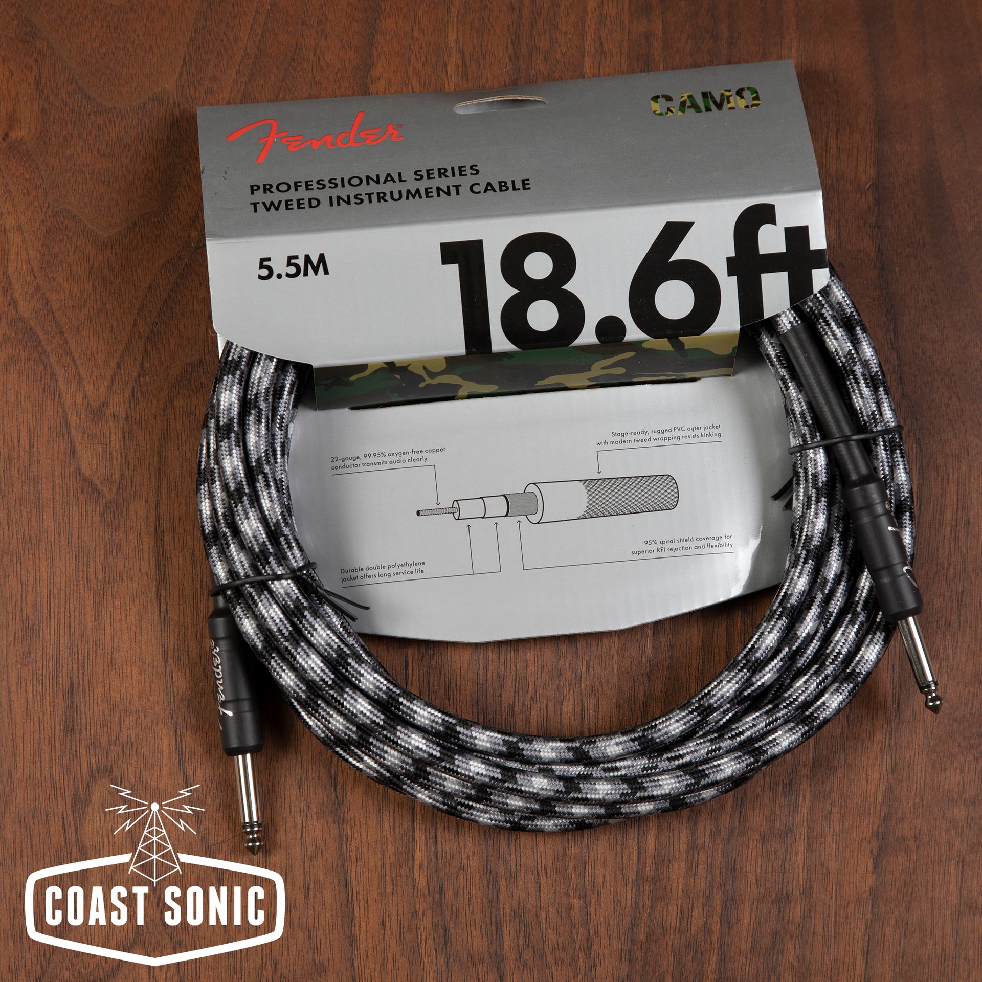 Fender Professional Series Winter Camo Instrument Cable - 18.6ft ...